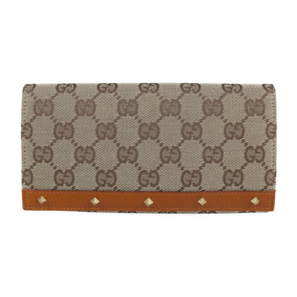 Gucci | Bags | Gucci Folio Wallet 2924 Gg Canvas Leather Beige Orange ...
